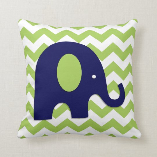 Navy Lime Green Elephant Nursery Throw Pillow | Zazzle.com