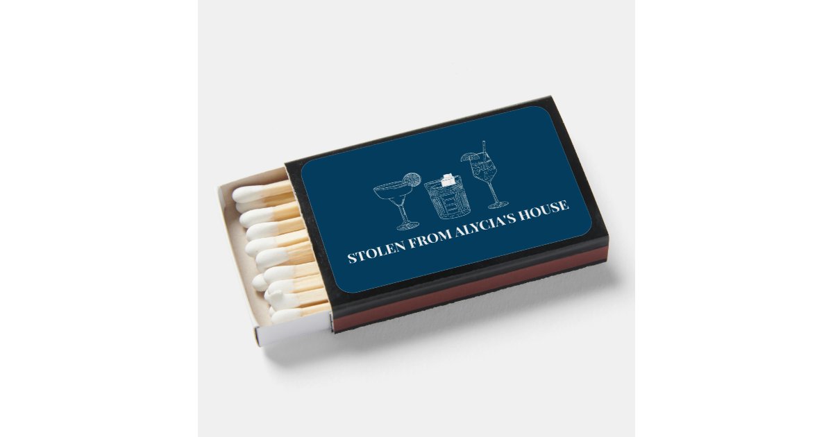Navy line drawing cocktails matchboxes | Zazzle