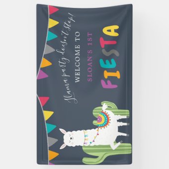 Navy Llama Fun Cactus Birthday Party Welcome Banner | Zazzle