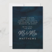 Navy Luster Blue Silver Wedding Love and Thanks Thank You Card | Zazzle