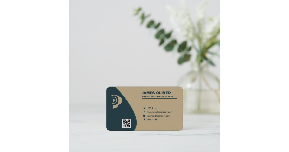 Navy Modern Administrative Service Manager Business Card | Zazzle