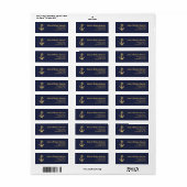 Navy Nautical Address Labels Gold Anchor Blue | Zazzle