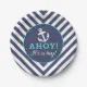 Navy Nautical Chevron Baby Shower Paper Plates | Zazzle