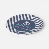 Navy Nautical Chevron Baby Shower Paper Plates | Zazzle