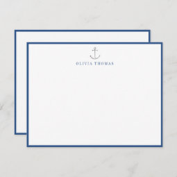 navy nautical minimalist personalized Stationery Note Card | Zazzle