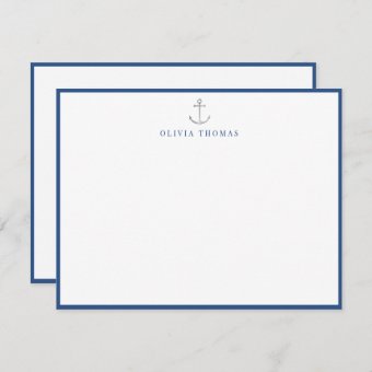 navy nautical minimalist personalized Stationery Note Card | Zazzle