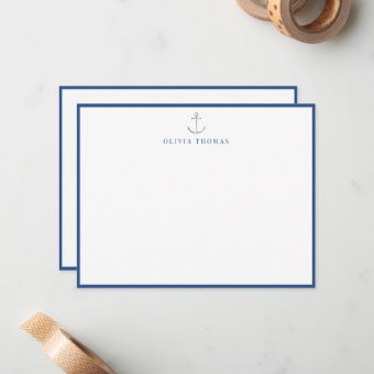 navy nautical minimalist personalized Stationery Note Card | Zazzle