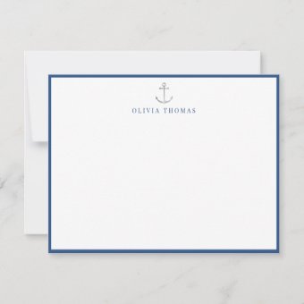 navy nautical minimalist personalized Stationery Note Card | Zazzle