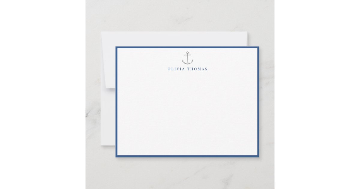 navy nautical minimalist personalized Stationery Note Card | Zazzle