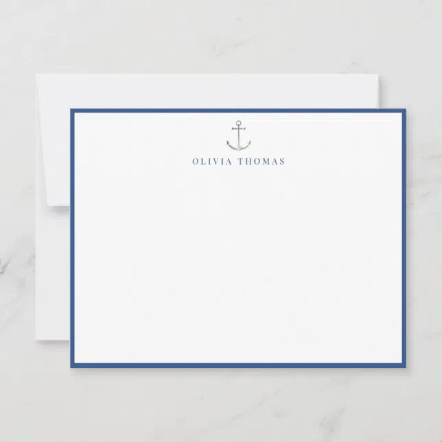 navy nautical minimalist personalized Stationery Note Card | Zazzle