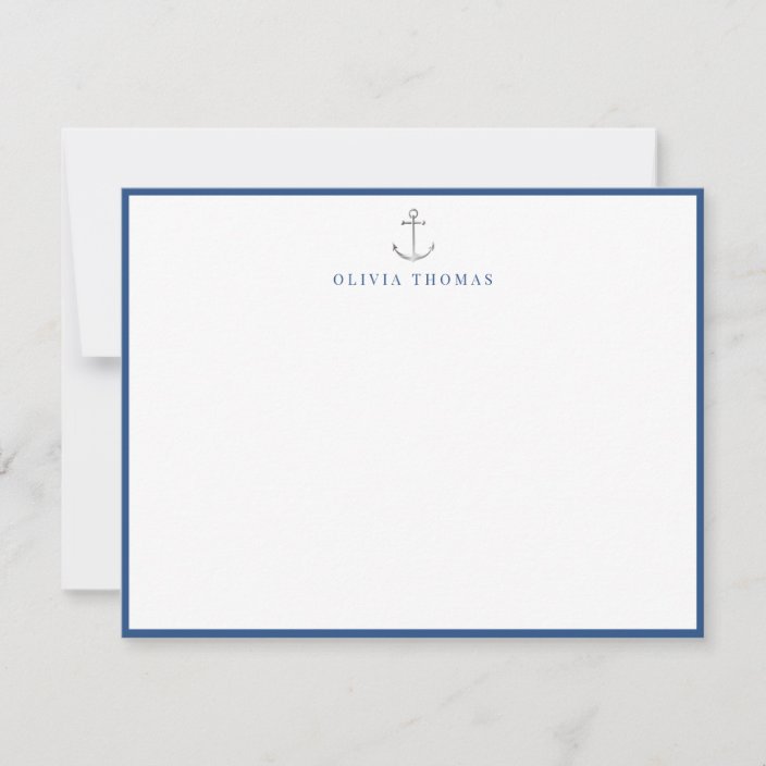 navy nautical minimalist personalized Stationery Note Card | Zazzle