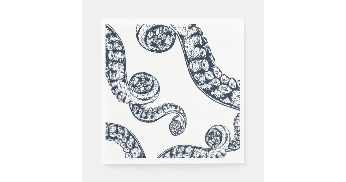 Navy Nautical Octopus Paper Napkins | Zazzle