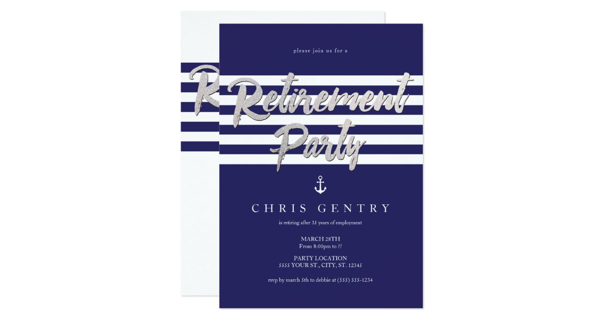 Navy, Nautical Retirement Party Invitations | Zazzle.com
