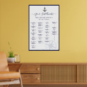 NAVY NAUTICAL SEATING CHART, ALPHABETICAL POSTER | Zazzle