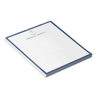 navy nautical simple personalized Stationery Notepad | Zazzle