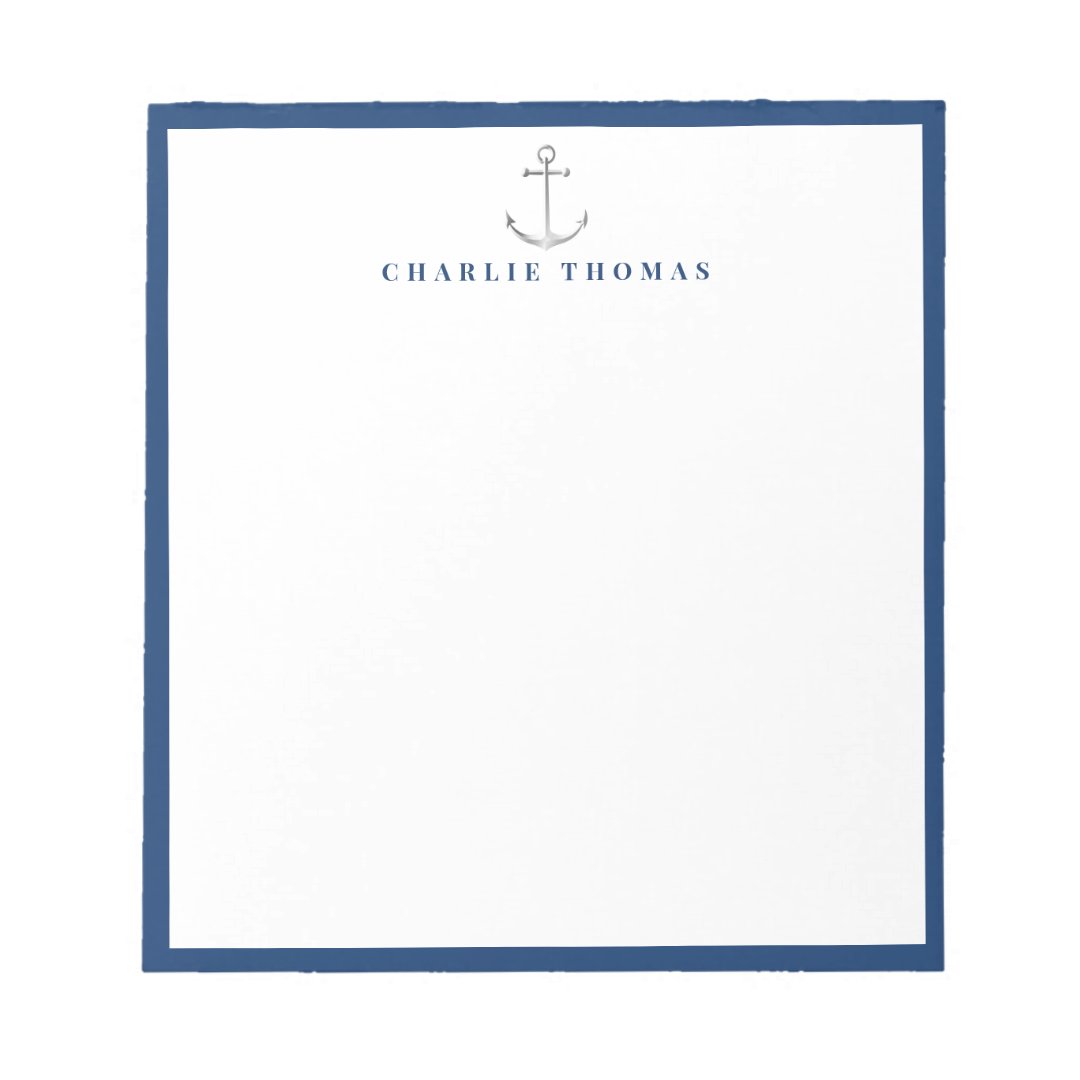 navy nautical simple personalized Stationery Notepad | Zazzle