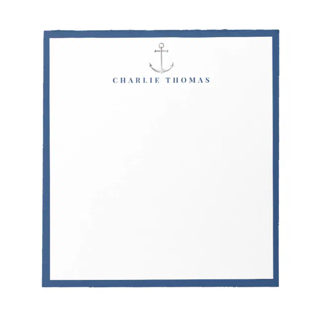 navy nautical simple personalized Stationery Notepad | Zazzle