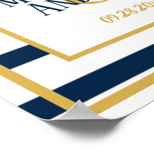 Navy Nautical Stripes Custom Wedding Poster | Zazzle