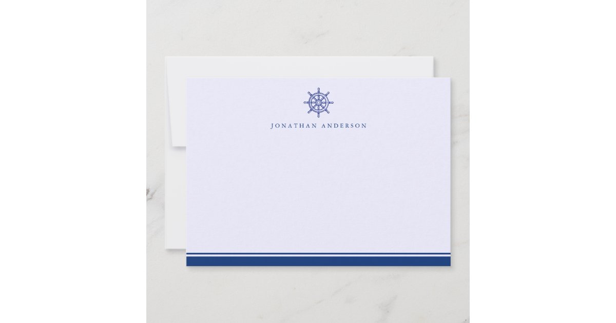 Navy Nautical Themed The Helm Note Card | Zazzle