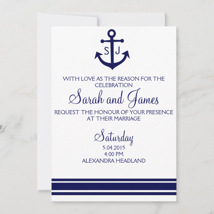 navy nautical wedding invitation | Zazzle