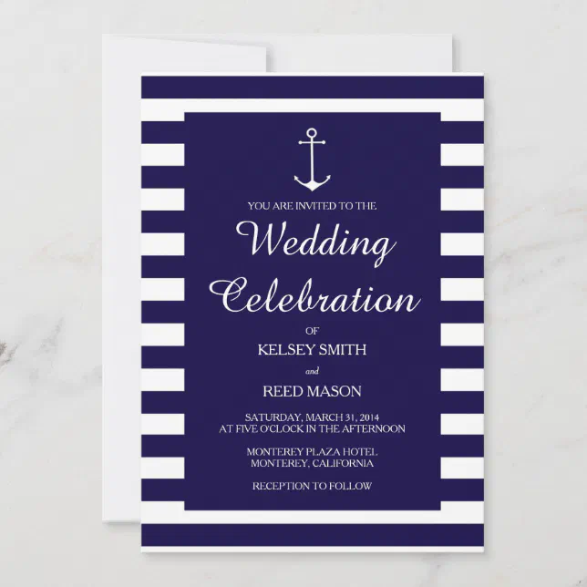 Navy Nautical : Wedding Invitations | Zazzle