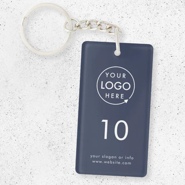 Navy Number | Modern Blue Hospitality Business Keychain | Zazzle