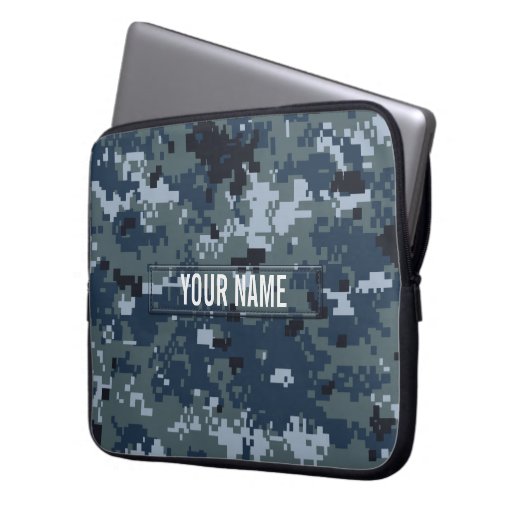 Navy NWU Camouflage Customizable Laptop Sleeve | Zazzle