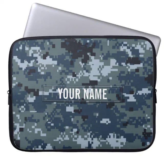 Navy NWU Camouflage Customizable Laptop Sleeve | Zazzle