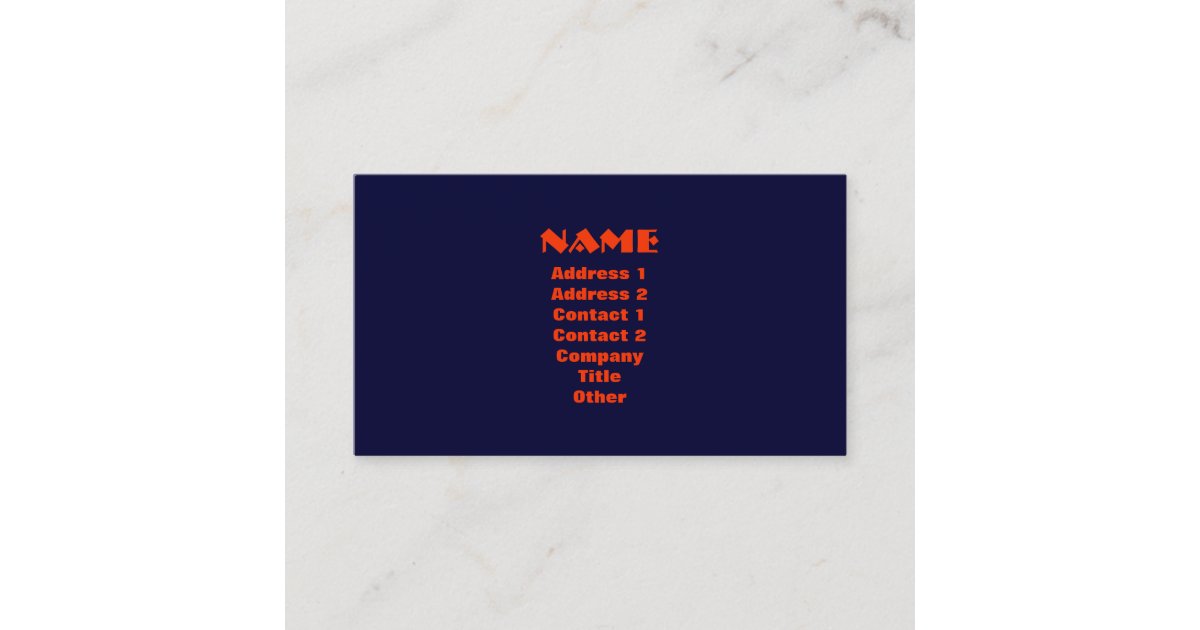 Navy & Orange Modern Monogram Business Card | Zazzle