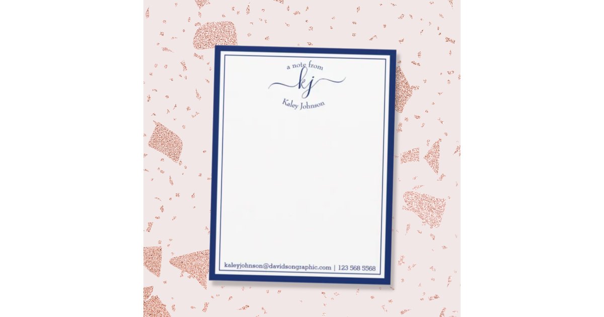 Navy Personalized | From The Desk Of Note Card | Zazzle
