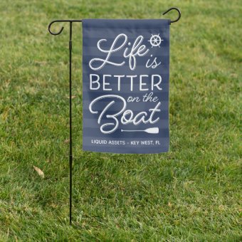 Navy | Personalized Life is Better On The Boat Garden Flag | Zazzle