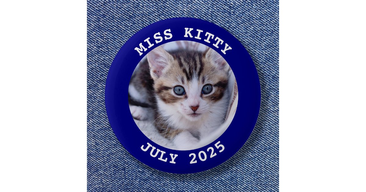 Navy Personalized Round Photo Frame Pinback Button | Zazzle