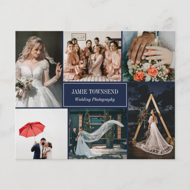 Navy Photo Collage Professional Photographer Flyer | Zazzle