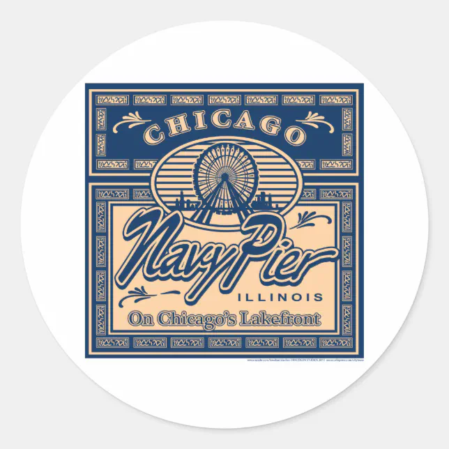 Navy Pier Chicago Classic Round Sticker | Zazzle