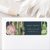 NAVY PINK FLORAL CACTI FOLIAGE WATERCOLOR ADDRESS LABEL | Zazzle