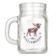 Navy & Red Buffalo Plaid Moose Monogram Christmas Mason Jar | Zazzle