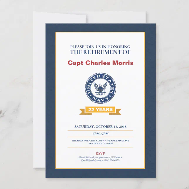 Navy Retirement Invitation | Zazzle