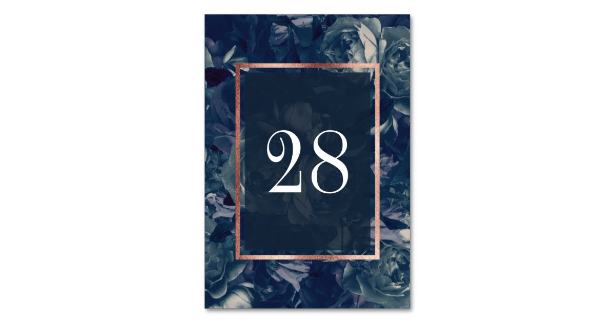Navy Rose Gold Bouquet Table Numbers | Zazzle