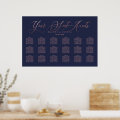 Navy+Rose Gold Modern Calligraphy Seating Chart | Zazzle