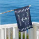 Navy | Rustic Anchor Personalized Beach House House Flag | Zazzle
