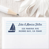 Navy Sailboat Nautical Return Address Label | Zazzle