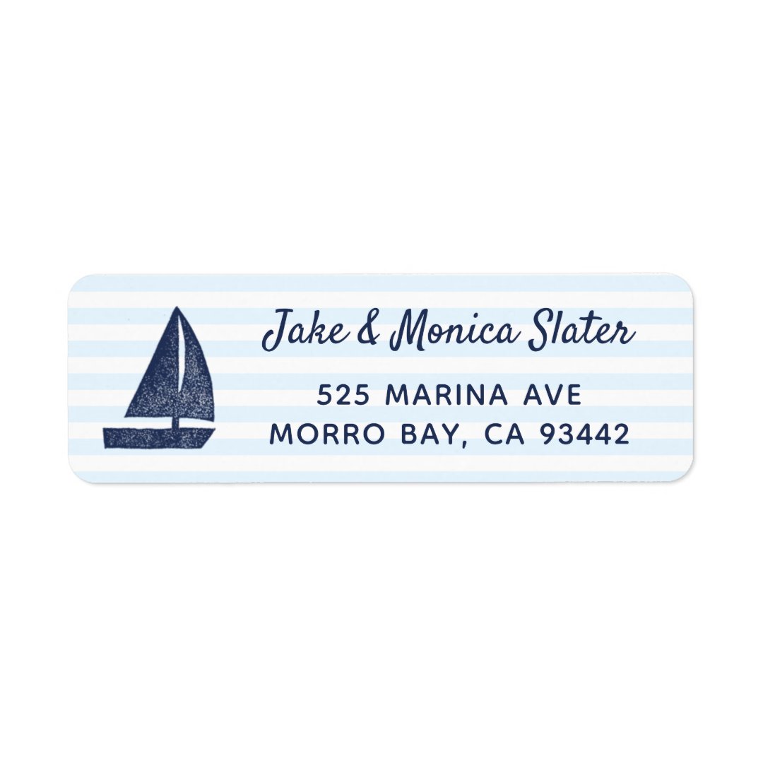Navy Sailboat Nautical Return Address Label | Zazzle