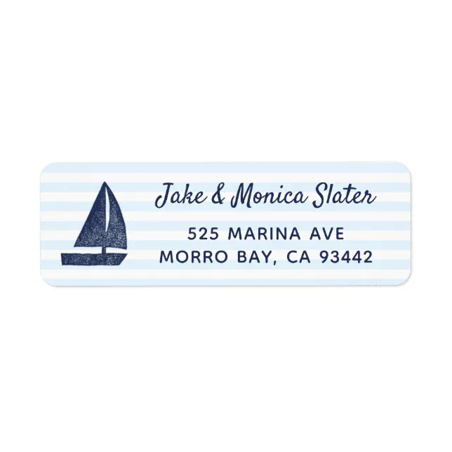 Navy Sailboat Nautical Return Address Label | Zazzle