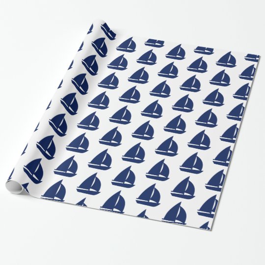 Navy Sailboat Print Wrapping Paper | Zazzle.com