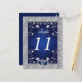Navy, Silver Gray Floral Table Number Postcard | Zazzle