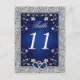 Navy, Silver Gray Floral Table Number Postcard | Zazzle