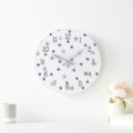 Navy Silver Stars Twinkle Baby Nursery Decor Large Clock | Zazzle