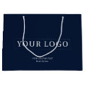 Navy Simple Minimal Business Logo Shopping Bags | Zazzle