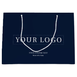 Navy Simple Minimal Business Logo Shopping Bags | Zazzle