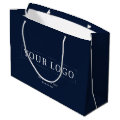 Navy Simple Minimal Business Logo Shopping Bags | Zazzle